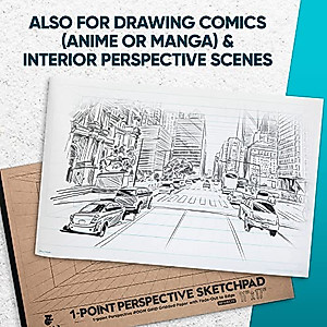 Koala Tools - 40-Page Large Drawing Pad for 1-Point Perspective Drawing, Sketch Pad with Grid Graph Paper for Interior Room Design, Industrial, Architectural and 3D Design, 11 x 17 inches