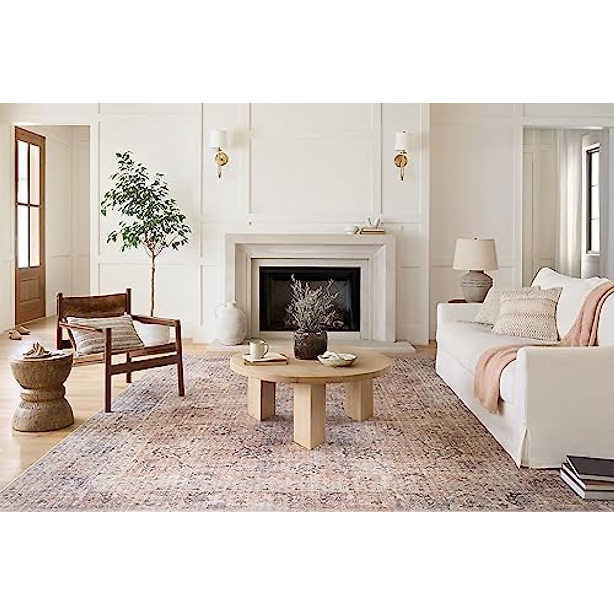 Loloi II Skye Collection SKY-01 Blush/Grey 2'-0" x 5'-0", 13" Thick, Accent Rug, Soft, Durable, Vintage Inspired, Distressed, Low Pile, Non-Shedding, Easy Clean, Printed, Living Room Rug