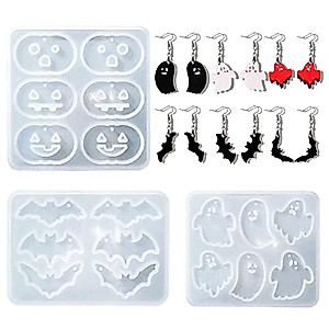 Halloween Pupkin Bat Earrings Silicone Mold Glue Drop Keychain Earring Resin Molds Silicone Jewelry Earring Molds for DIY Women Earrings, Pendants Jewelry Making
