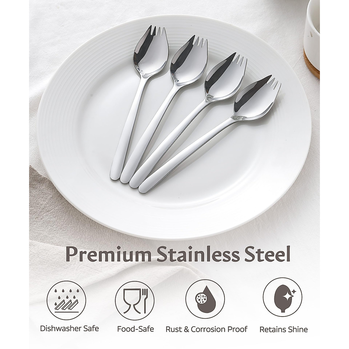 Lovingly Yours Metal Spork Reusable Sporks - Sporks Stainless Steel 7-inch, Dessert Salad Forks