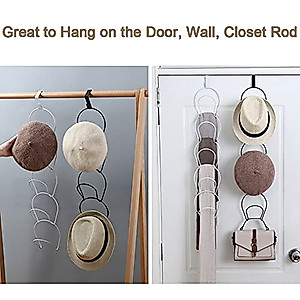 Hikinlichi 10 Pack Hat Racks Hangers Baseball Cap Holders Organizers Closet Hanging Display Storage Rack for Scarves Handbags Towels Clothes Ties Over Door Wall Mounted w Hanging Hooks Black