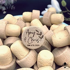 Customized Wood Wine Stopper -Wedding Party Favor Decor Personalized Bottle Cork Toppers with Laser Design Name Gift for Guest Wedding Winery Wine Stopper Customization,Custom,30pcs