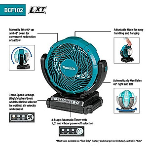 Makita DCF102Z 18V LXT Fan, 7-1/8"