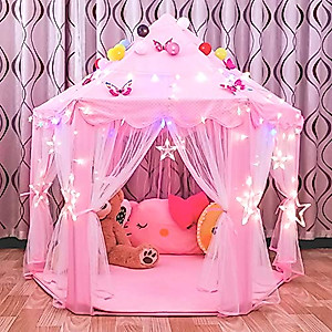 junovo Ultra Soft Rug for Nursery Children Room Baby Room Home Decor Dormitory Hexagon Carpet for Playhouse Princess Tent Kids Play Castle, Diameter 4.6 ft, Pink