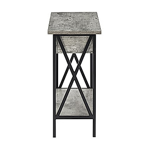 Convenience Concepts Tucson Flip Top End Table with Charging Station and Shelf, Faux Birch