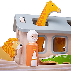 Bigjigs Toys, 100% FSC Certified Wooden Noahs Ark, Wooden Toys, Baby Toys, Toddler Toys, Noahs Ark Wooden Toy, Noahs Ark Toy, Christening Gifts For Girls and Boys
