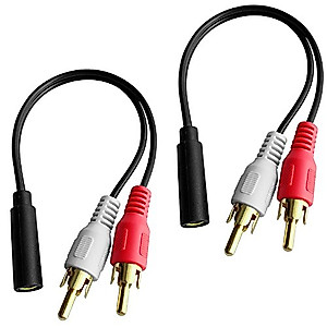 Y Connector Audio Cable 3.5mm Audio Female to 2 RCA Male Stereo Cable (2 Pack)