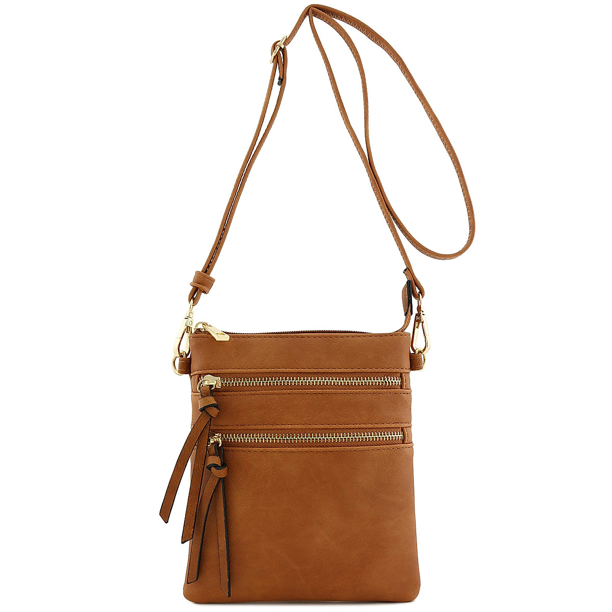 Isabelle Functional Multi Pocket Crossbody Bag (Dark Tan)