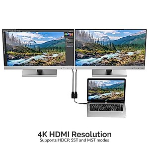 Sabrent 9 in 1 USB C HUB for Windows & Mac + USB Type-C Dual HDMI Adapter