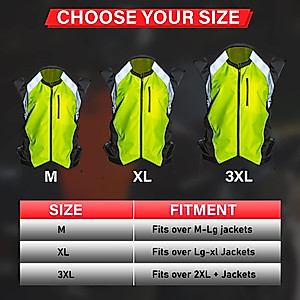Badass Moto Hi Vis Vest Reflective Motorcycle Vests For Men - Zipper Front & Pocket For Bikers, ATV, Hunting, Cycling, Military, Motorcycle Safety Gear, Yellow Size 3XL Can Be Worn Over 2XL + Jackets