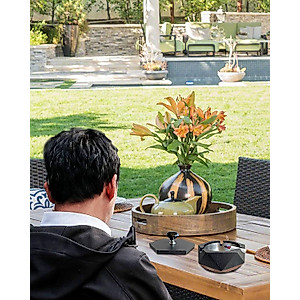 Ashtray for Outside Patio, Black Ash Tray with Lid and Removable Liner, Perfect Outdoor Ashtray for Cigarette Smokers, Cool Outdoor Ashtrays for Patio Waterproof/Windproof