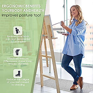 Anti Fatigue Kitchen Mats Rug(43.5X120cmX10mm), Anti Fatigue Standing Mat Area Rugs PVC Waterproof, Non-Slip, Oil Resistant Floor Mats for Kitchen, Office, Grey