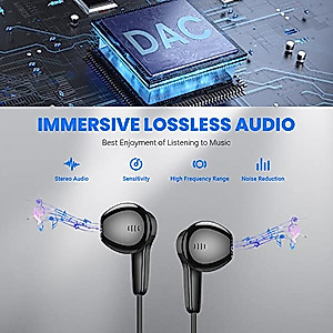USB C Headphones for Samsung S22+ Ultra S23, Type C Headphones with Microphone HiFi Stereo Volume Control Magnetic in Ear Wired Earbuds for Galaxy A53 Flip 3 4 Pixel 7 Pro 6 6A OnePlus 11 10T Black