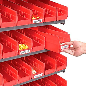 Global Industrial Floor Rack, 8 Shelves w/ (64) 4" W Red Bins, 33x12x61