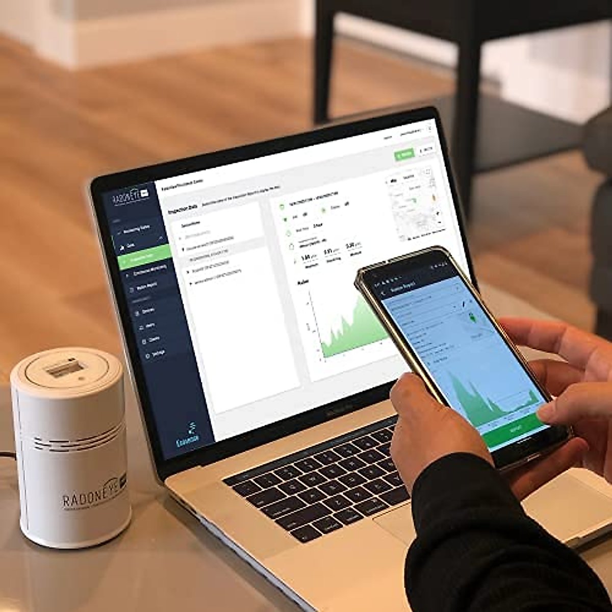 Ecosense RD200P RadonEye Pro, Certified Digital Radon Monitor for Professionals, Easy Report Generation, User Friendly App,Dashboard,Report All-in-One Package