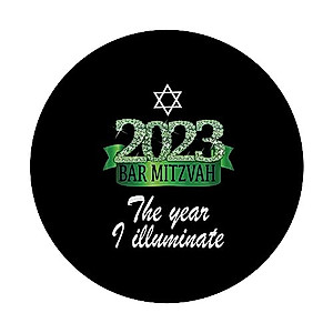 2023 Bar Mitzvah Quote Festive Black Green Decor PopSockets Standard PopGrip