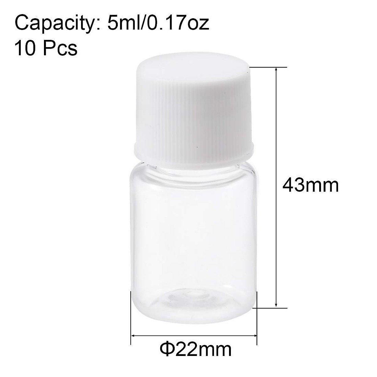 uxcell Plastic Lab Chemical Reagent Bottle, 5ml/0.17oz Wide Mouth Sample Sealing Liquid Storage Container, Transparent 10pcs