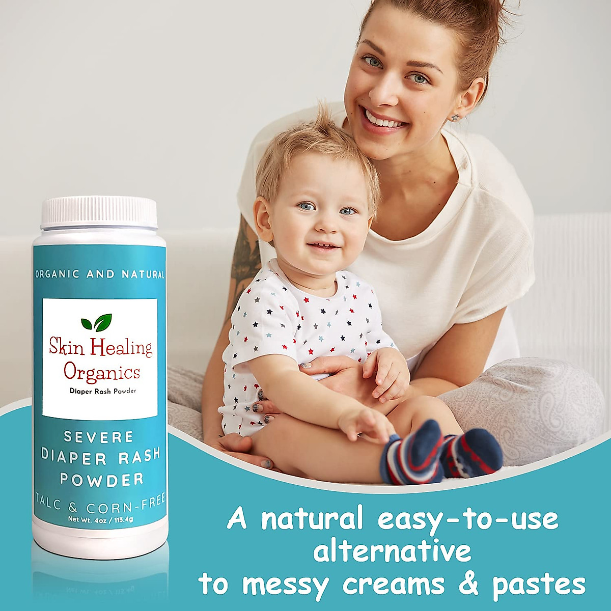 Severe Diaper Rash Treatment Powder - Heal & Cure Very Bad Horrible Diaper Rash Bleeding Blisters Quickly from Diarrhea for Newborn Infant & Adults - Skin Healing Organics