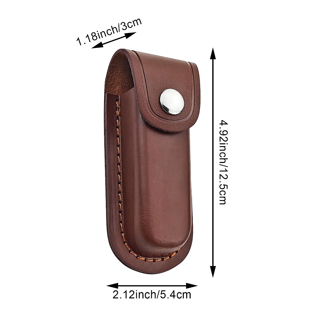 2 Pack Pocket Knife Sheath, Multitool Sheath, Leather Knife Sheath Holster with Belt Loop, Snap Fastener Hunt Holder Pocket for Travel Multi Tool Case Belt Hiking Pouch Holster
