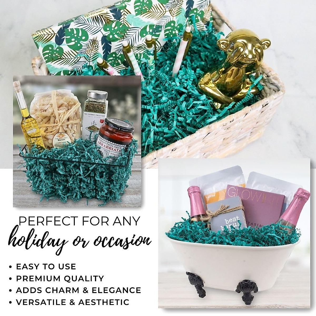 MagicWater Supply Crinkle Cut Paper Shred Filler (2 LB) for Gift Wrapping & Basket Filling - Teal