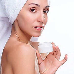 1oz Plastic Cosmetic Jars Leak Proof Clear Container with Black Lid for Cream, Lotion, Powder, ointment, Beauty Products etc, 6 Pcs.