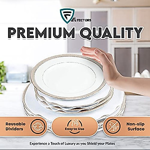 Felt Plate China Storage Dividers Dish Protectors 48 Pack White Extra Large Thick and Premium Soft (White, Round)