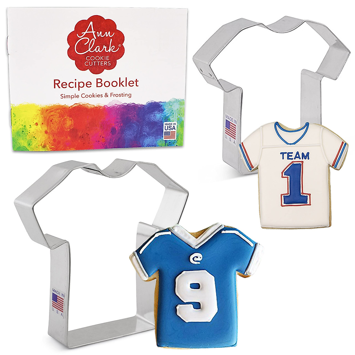 T-Shirt/Jersey Cookie Cutters 2-Pc. Set Made in USA by Ann Clark, 3.75", 4.5"
