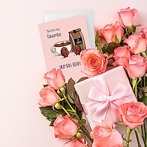 Coffee Anniversary Card for Her Him/Funny Card for Boyfriend Girlfriend/Husband Wife/Handmade Birthday Vday Greeting Card (You're my favorite human bean)