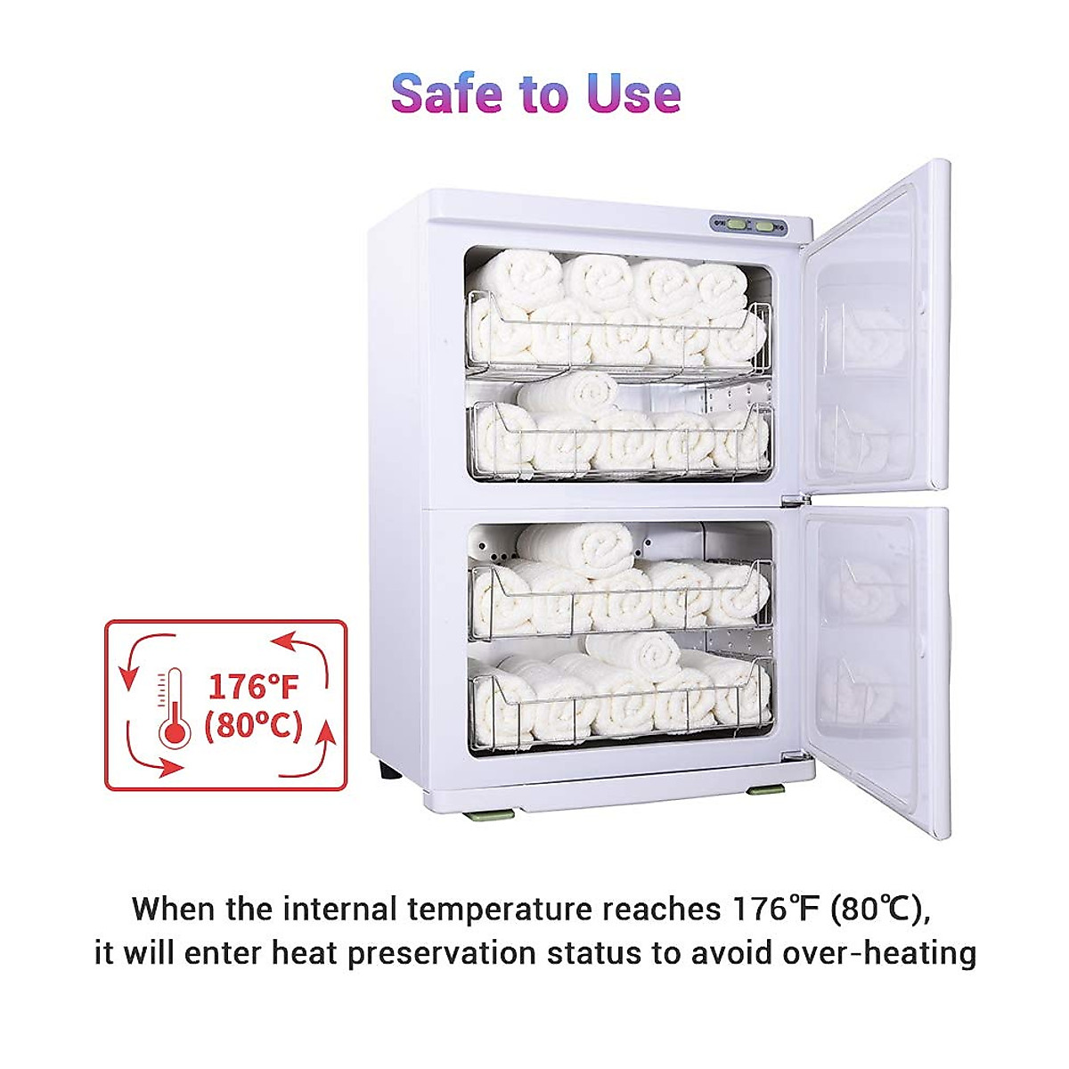 BYOOTIQUE Hot Towel Warmer Cabinet, 46L Extra Large Capacity, 2in1 Professional Double Towel Heater Mechine for Facial Spa, Massage, Hair Salon, Barber, Estheticians, Beauty Salon, White