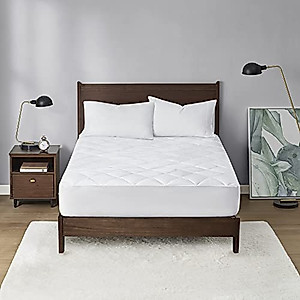 Sleep Philosophy Energy Recovery Waterproof Mattress Pad - Elastic Deep Pocket Bed Protector with Thermal Material for Healthy Living, Queen White