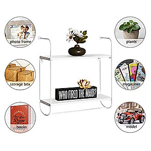 WELLAND 2-Tier Wall Mounted Bathroom Shelf with Towel Rack, 17" White Floating Shelves Towel Shelves Over Toilet Storage Shelving for Bathroom, Living Room, Kitchen