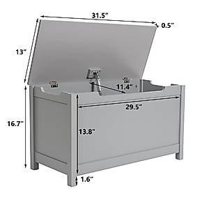 Kids Wooden Toy Box ，MDF, Large Toy Storage Truck Bench with Flip-Top Lid, Safety Hinges &Doubles as a bench for additional seating, Toddler Big Toy Chest for Playroom & Bedroom, Gift for Boys Girls Age 3+ (grey)