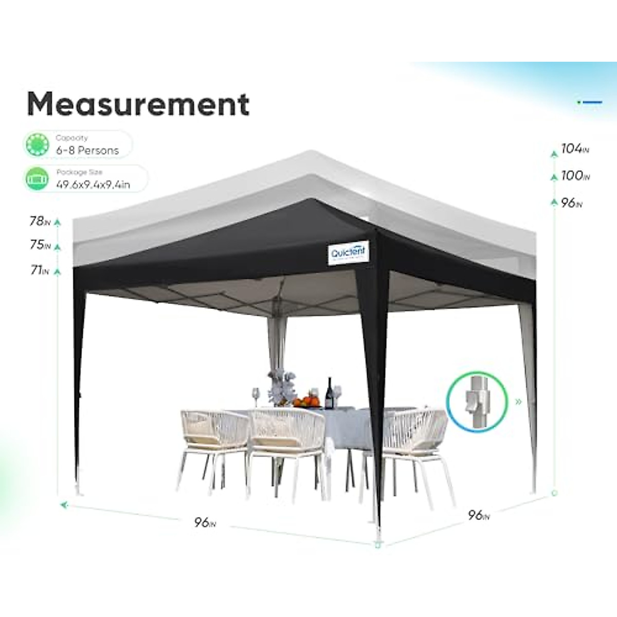 Quictent Privacy 8x8 Pop up Canopy Tent with Sidewalls and Roll-up Ventilated Windows, One Person Setup, Ez Outdoor Commercial Gazebo Shelter Enclosed Waterproof, Bonus 4 Sandbags (Black)