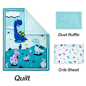 Warmoor Dinosaur Crib Bedding Set 3 pcs Gender Neutral Babies Boys Girls
