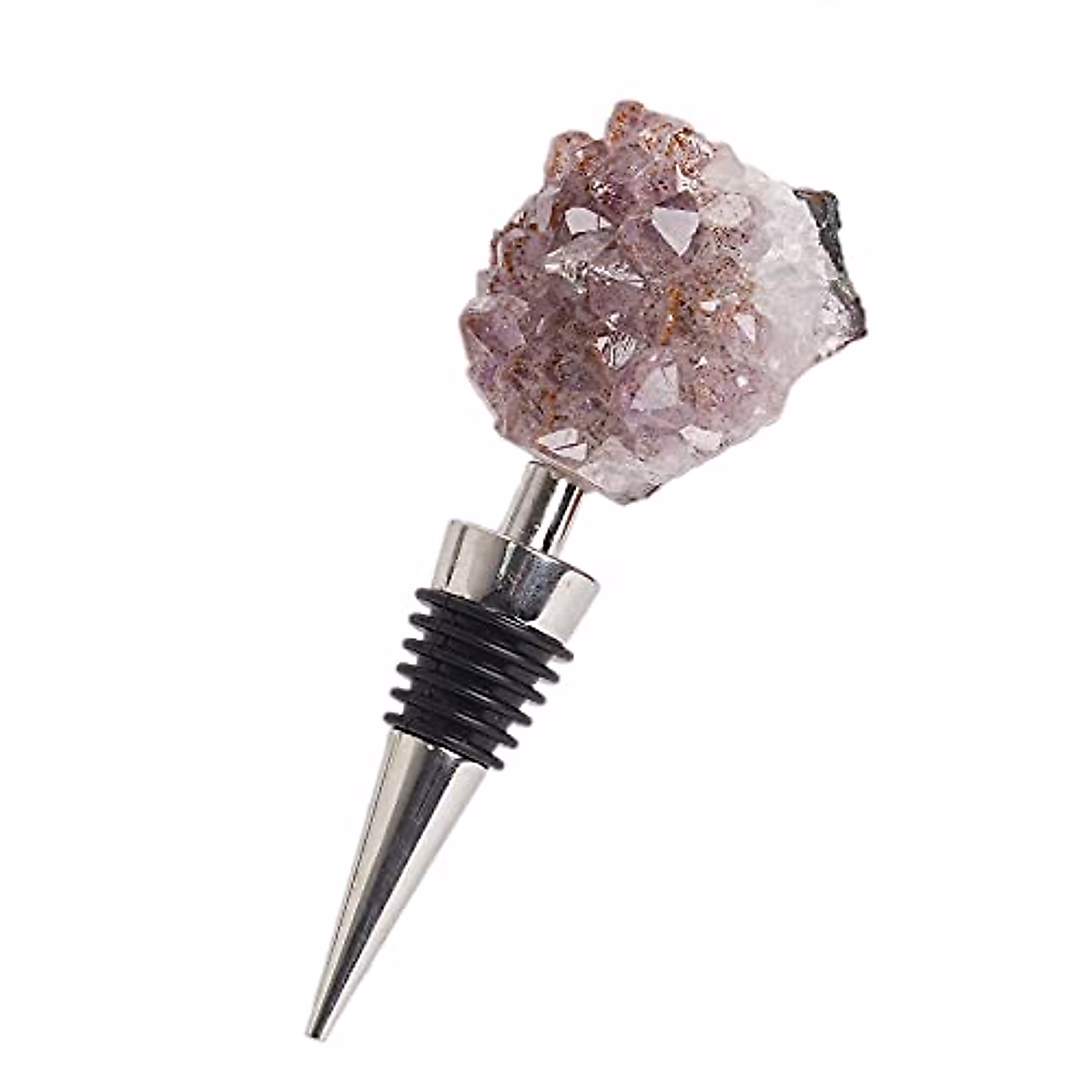 AMOYSTONE Amethyst Cluster Geode Stoppers Natural Crystal Stone Bottle Wine Stopper 1P 4" Irregular