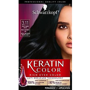 Schwarzkopf Keratin Color Permanent Hair Color Cream, 3.11 Deep Dark Blue