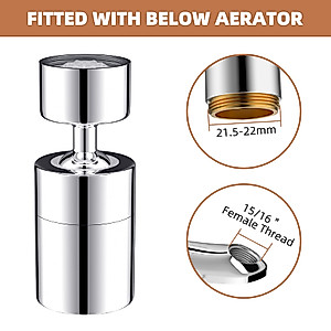 360 Degree Swivel Sink Faucet Aerator, Big Angle High Pressure Large Flow Aerator Dual Function Kitchen Faucet Aerator,55/64 Inch Female Thread Polished Chrome