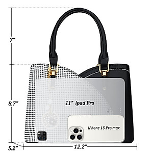 KKXIU Triple Compartments Purses and Handbags for Women Fashion Ladies Satchel Shoulder Top Handle Bag (1-Black)