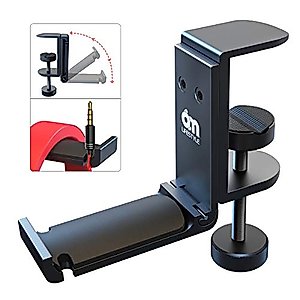 6amLifestyle Foldable Headphone Stand Hanger Hook Under Desk with Cable Organizer Save Space Metal Headset Holder Clamp for Universal Wireless and Wired Headphones Gaming PC Headsets, 6A-1203BK