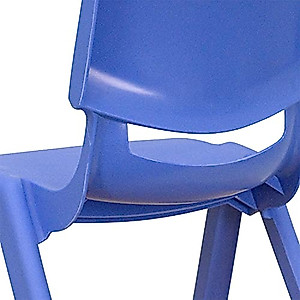 EMMA + OLIVER 4 Pack Blue Plastic Stack School Chair with 12" Seat Height - Kids Chair