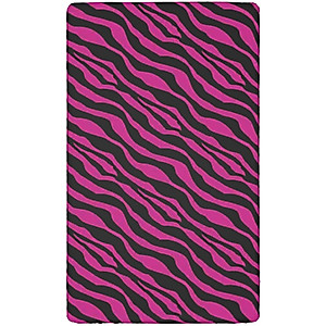 Pink Zebra Themed Fitted Mini Crib Sheets,Portable Mini Crib Sheets Toddler Bed Mattress Sheets-Crib Mattress Sheet or Toddler Bed Sheet,24“ x38“,Magenta Onyx