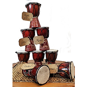 Djembe Drum Carved Bongo African inspired music also a unique gifting idea. Carver Abstract Elephant Giraffe Turtle. (6 Inch, Elephant)