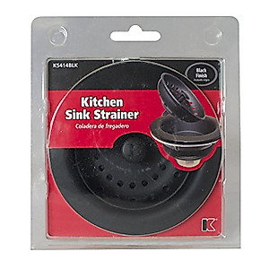Plumb Pak K5414BLK Keeney Stainless Steel Kitchen Sink Strainer with Fixed Post Basket, Fits Standard 3-1/2-Inch Openings, 3-1/2 In. to 4 In, Black