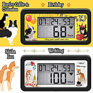 VERISS Digital 9999 Days Countdown Clock Timer with Backlight - Count Down Your Retirement, Wedding, Christmas, Vacation and All Calendar Event Dates in Your Life - Dog Collection (Black - 8 Frames)