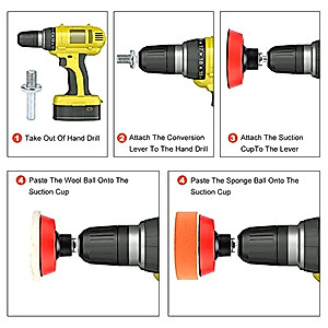 YCHOW-BEAM 29PCS Buffing Pads, Polishing Pad Set Professional Sponge Drill Buffing Kit with M14 Thread Backing Pad & Adapters for Car Detailing,Waxing,Polishing,Sealing,Glaze (1/2/3-inch)