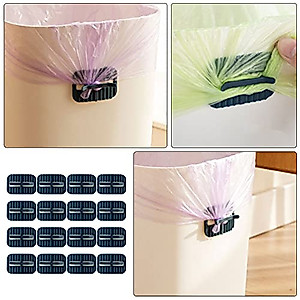 DOITOOL 16pcs Trash Can Clip Waste Basket Garbage Bin Clamp Rubbish Bag Clip Garbage Bag Retainers Anti- Slipping Trash Bag Fixer Blue