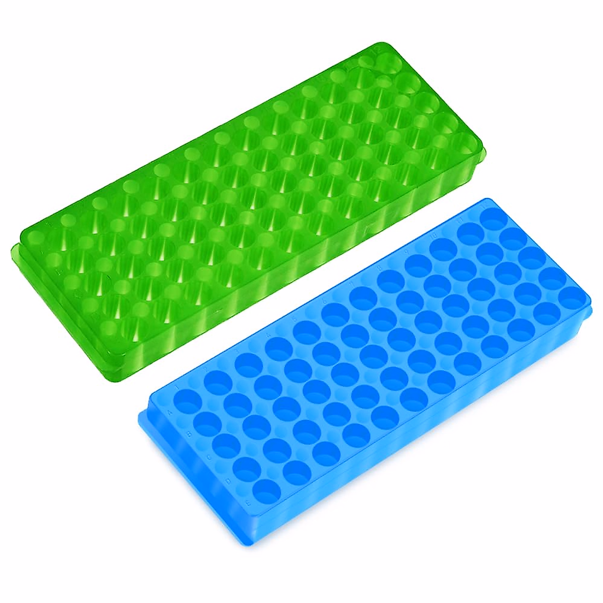 2Pcs Tube Rack Microcentrifuge Tube Racks Double-Sided Plate Centrifugal Pipe Rack for 0.5ml-2ml Centrifugal Pipe 60 Holes (Blue-Green)