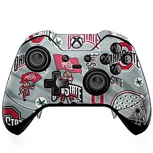 Skinit Decal Gaming Skin Compatible with Xbox One Elite Controller - Officially Licensed Ohio State University Ohio State Pattern Design
