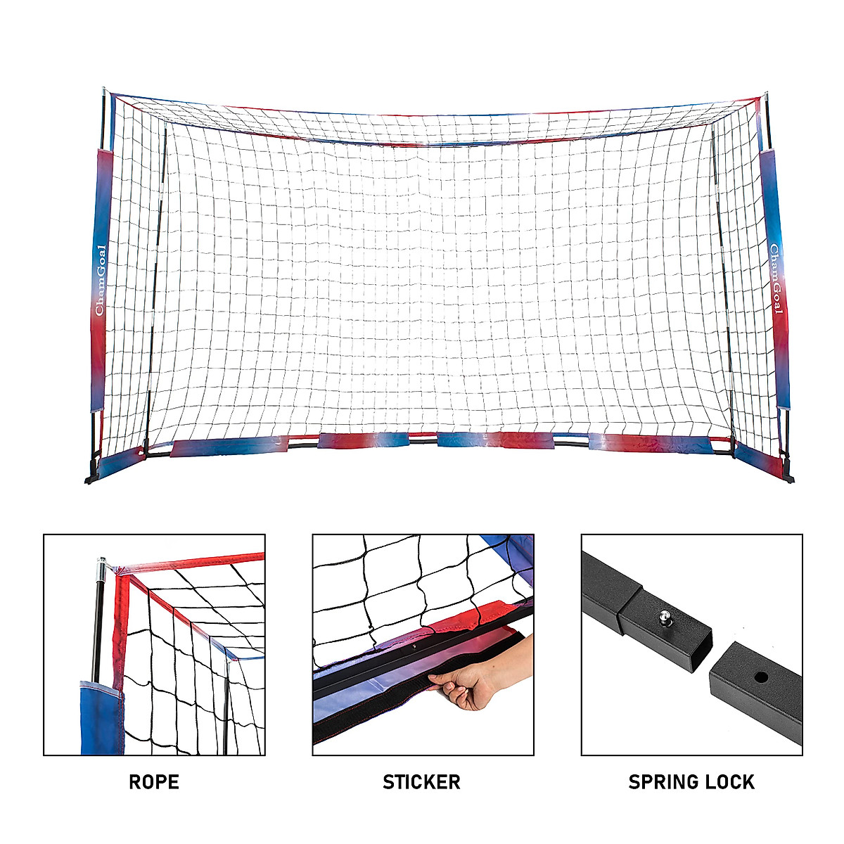 ChamGoal Portable Soccer Goal Net for Backyard,Sports Net Instant Portable Collapsible Soccer Net, All Ages & Skill Level&Anywhere,for Training & Scrimmages,1 Goal + 1 Carry Bag(12X6 FT)