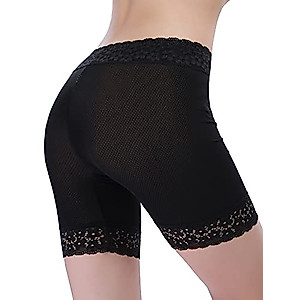 Lace Shorts Underwear Yoga Shorts Stretch Safety Leggings Undershorts for Women Girls (Black, Grey, White, Medium-Large)